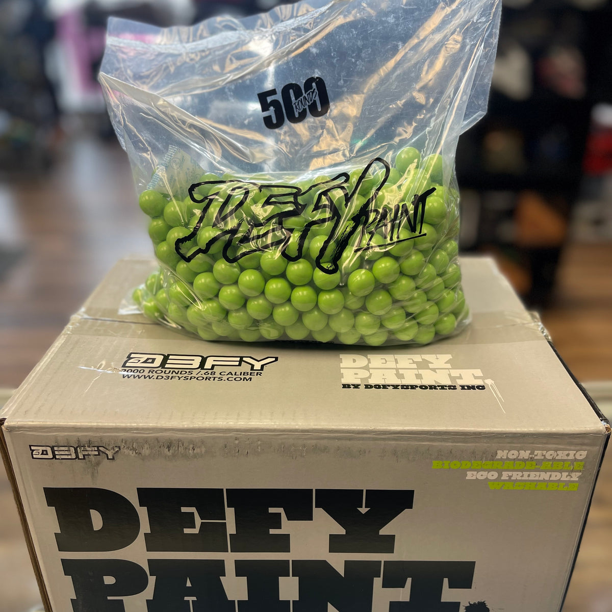Defy Reliant Paintballs - 0.68 Caliber - 2000 Count - Lime Green Shell