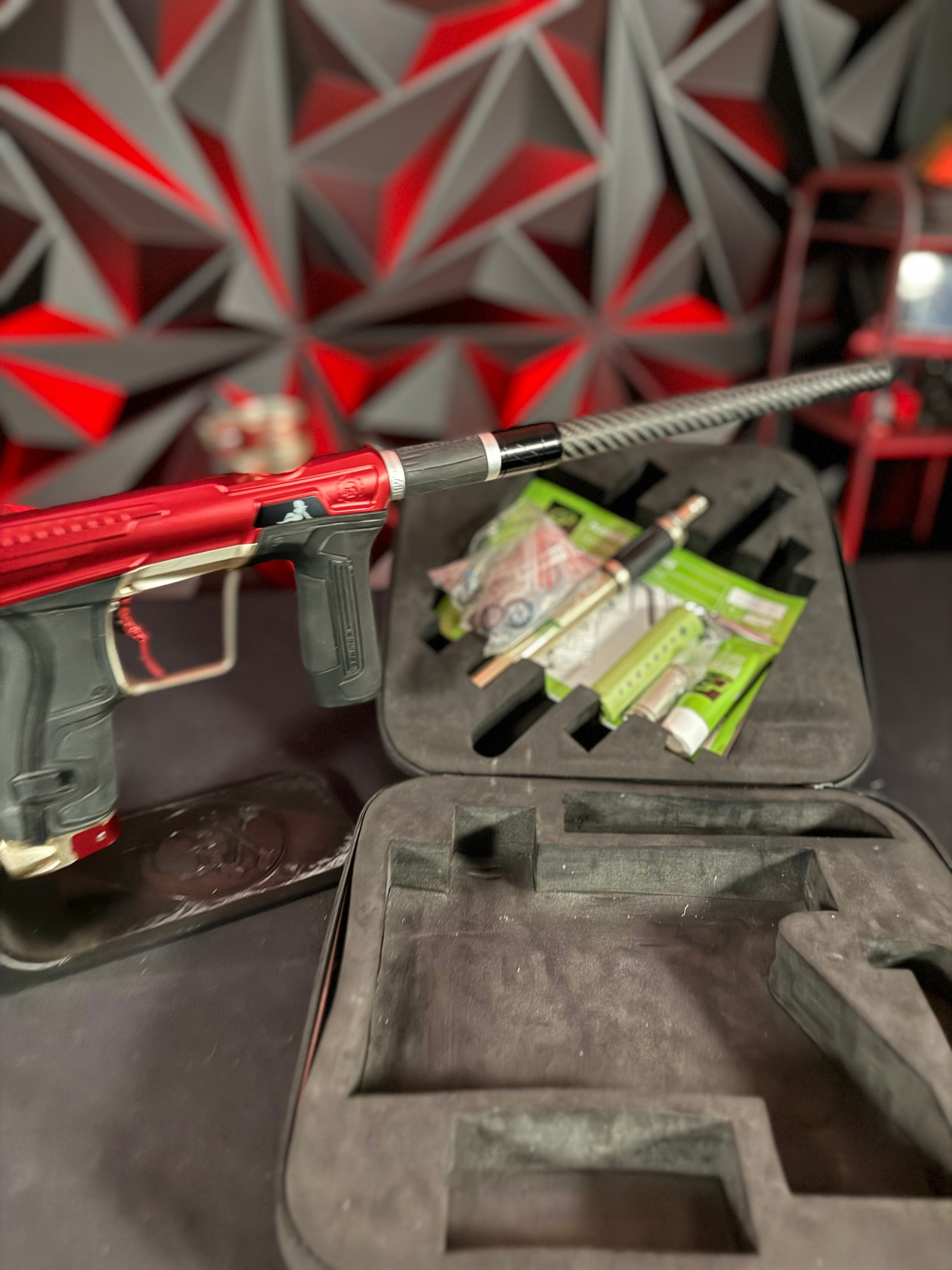 Used Planet Eclipse/Infamous CS2 Paintball Gun - Red/Bronze w/ 2 FL Ba ...