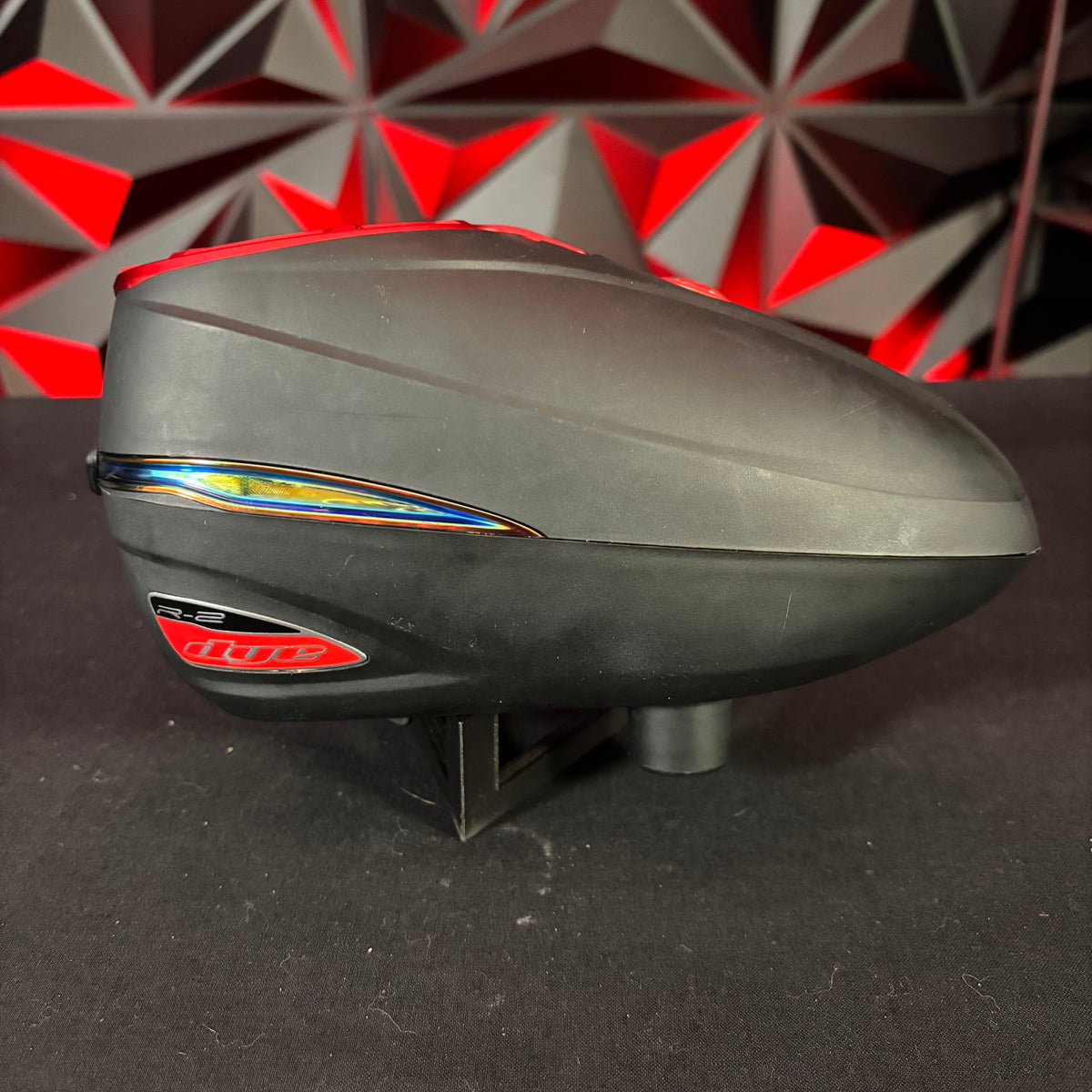 Used Dye R2 Paintball Loader - Fire w/ Red Evo Metal Speedfeed