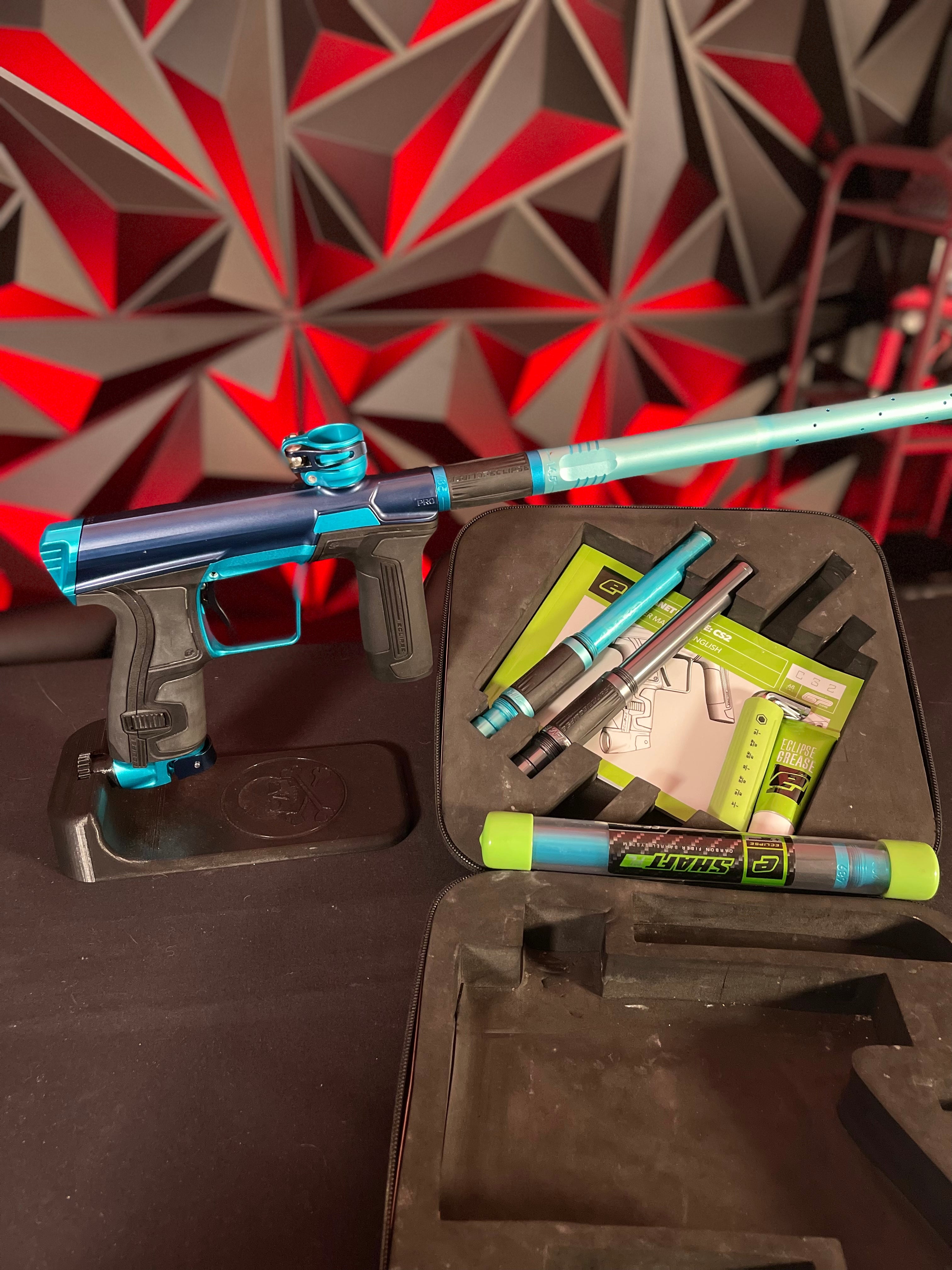 Used CS2 Pro Paintball Gun - Blue/Teal w/ 4 FL Backs – Punishers Paintball