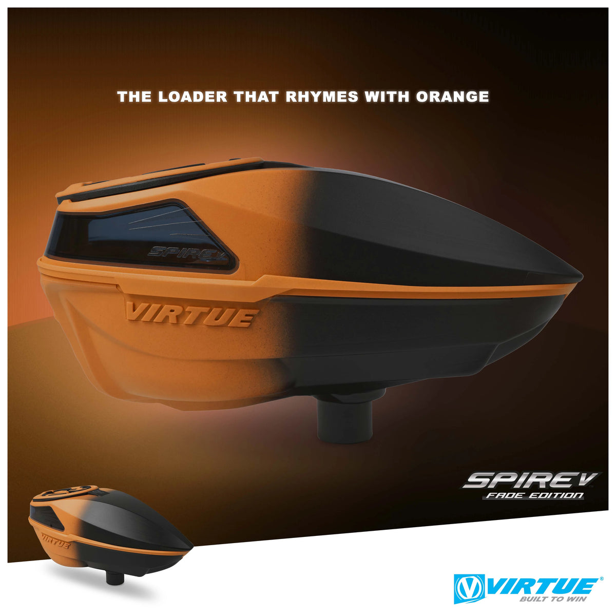 Virtue Spire 5 Paintball Loader - Orange Black Fade