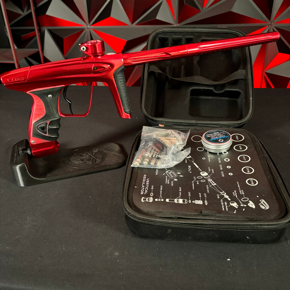Used DLX Luxe ICE Paintball Gun - Polished Red w/Deuce Trigger