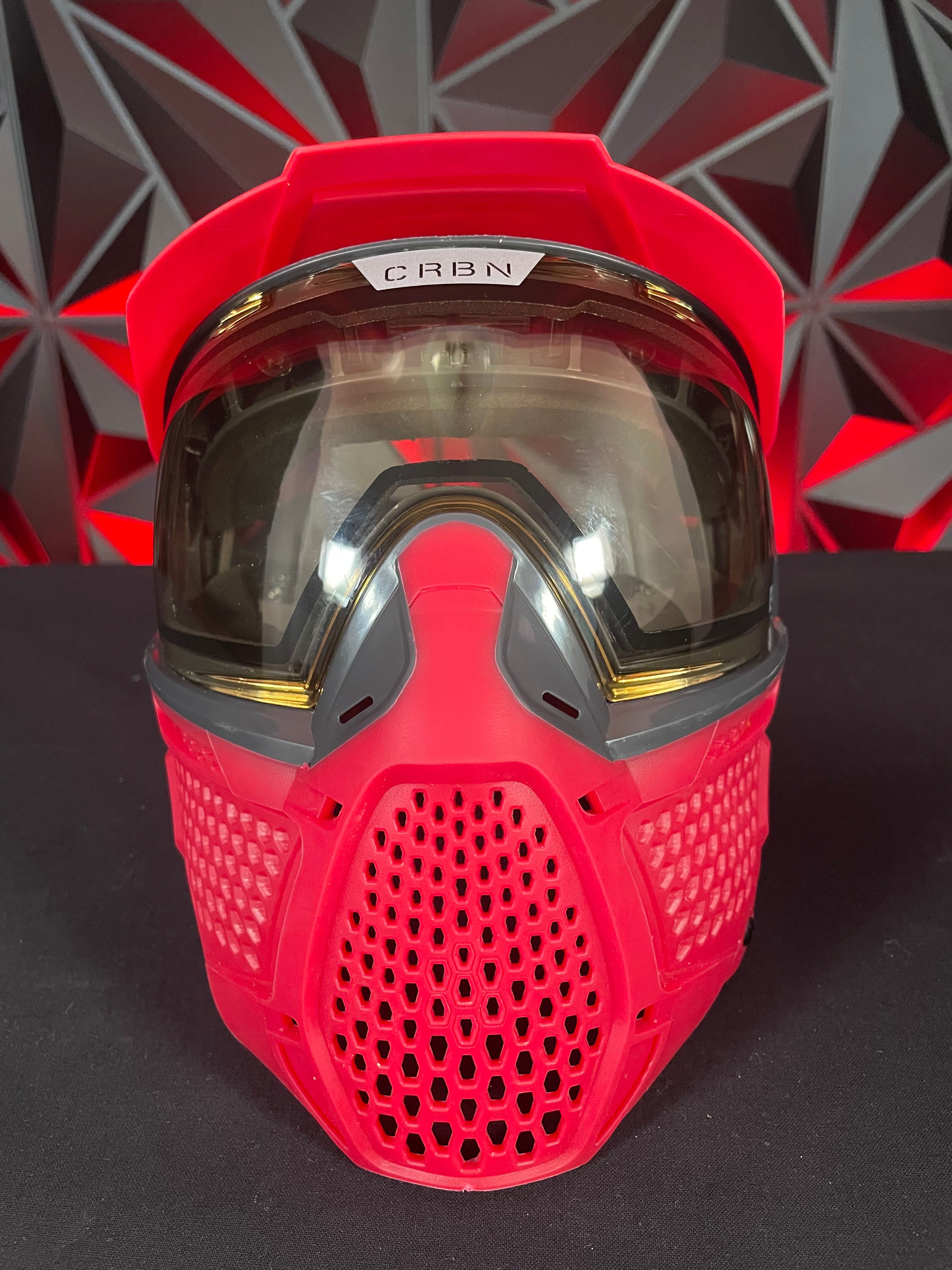 Used Carbon Zero SLD MORE Coverage Paintball Mask - Crimson w/ 2 Lense