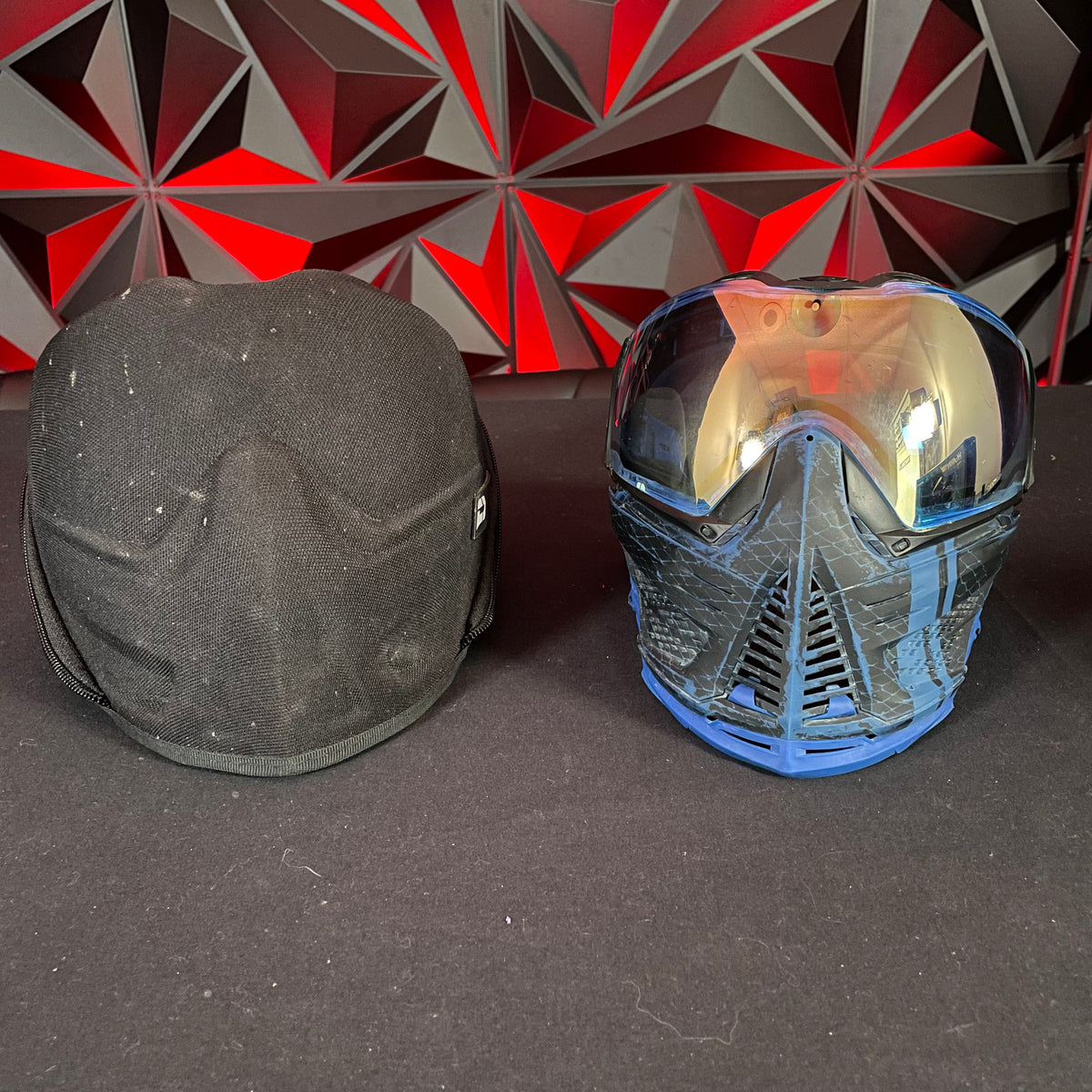 Used Push Unite Paintball Mask - Vyper Blue w/Hard Case, Magnetic Chin