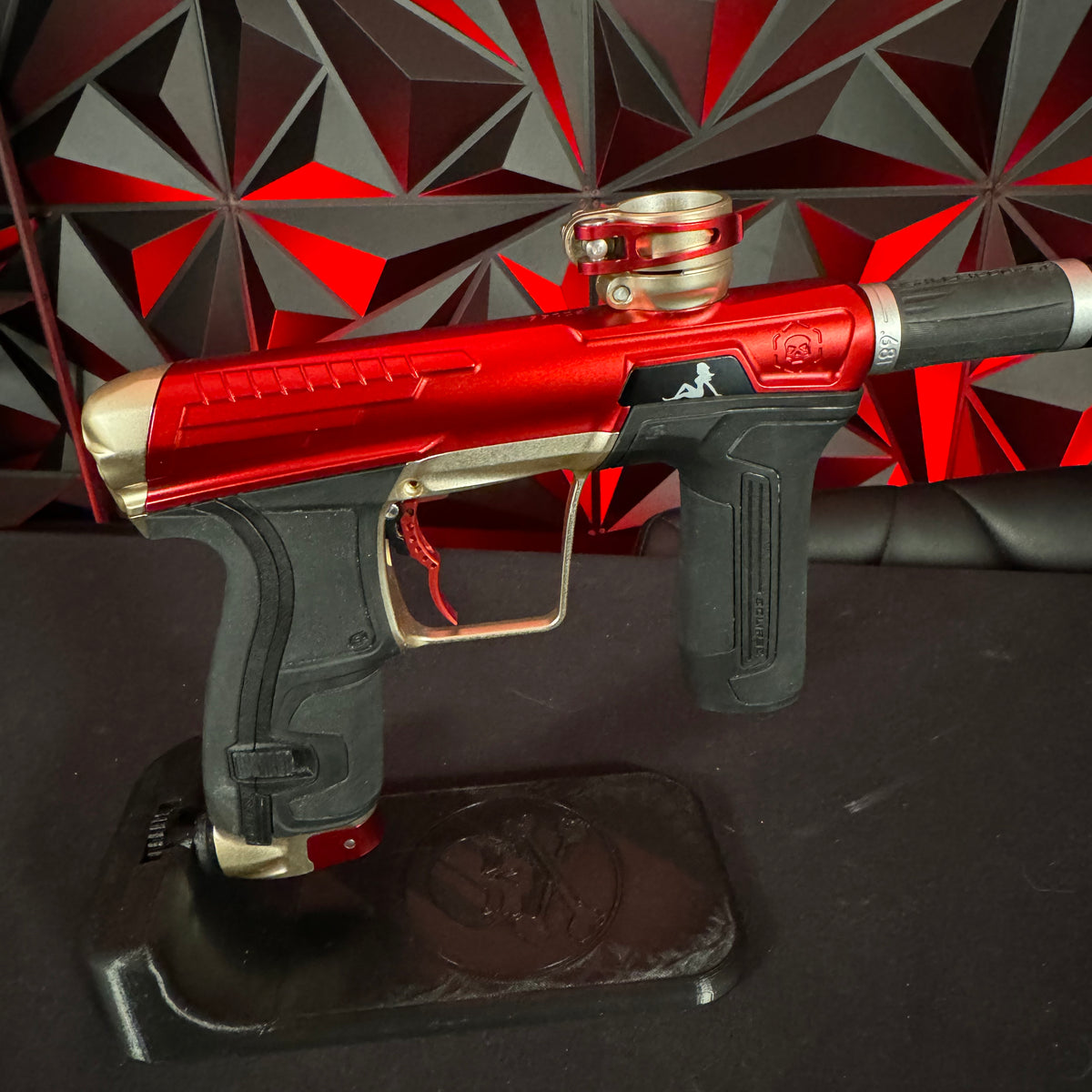 Used Planet Eclipse/Infamous CS2 Paintball Gun - Red/Bronze w/ 2 FL Ba