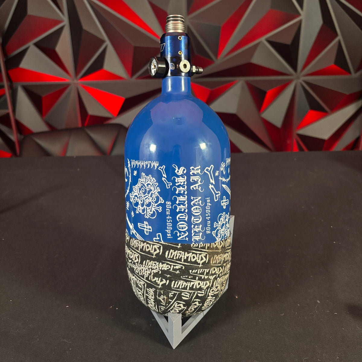 Used Infamous Hyperlight 80/4500 Paintball Tank -Sinaloa Blue/White w/