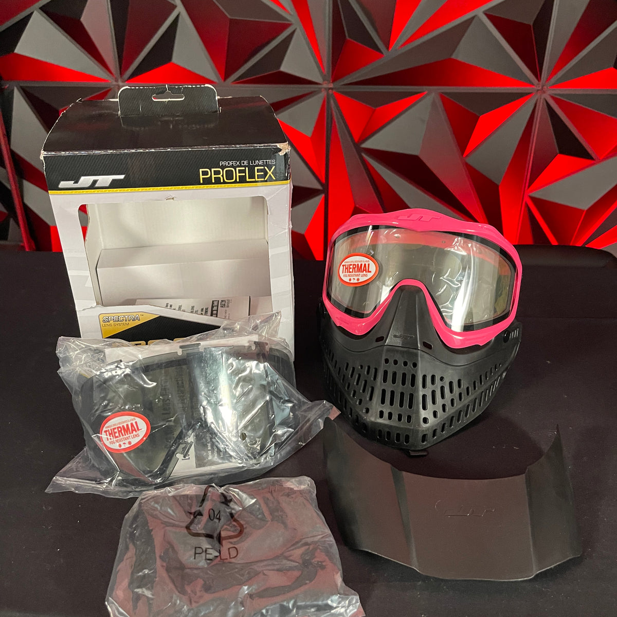 Used JT Proflex Mask - Custom Build - Black/Pink w/ 2 Lenses, Visor, O