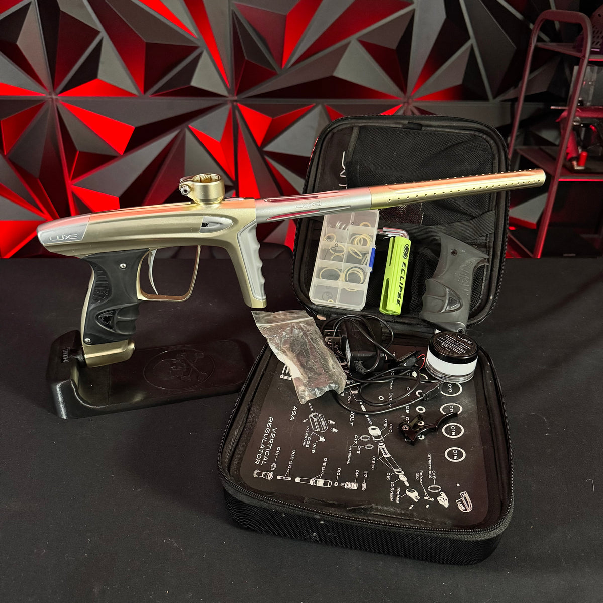Used DLX Luxe Ice Paintball Gun - Dust Gold/Silver w/ Deuce Trigger, R