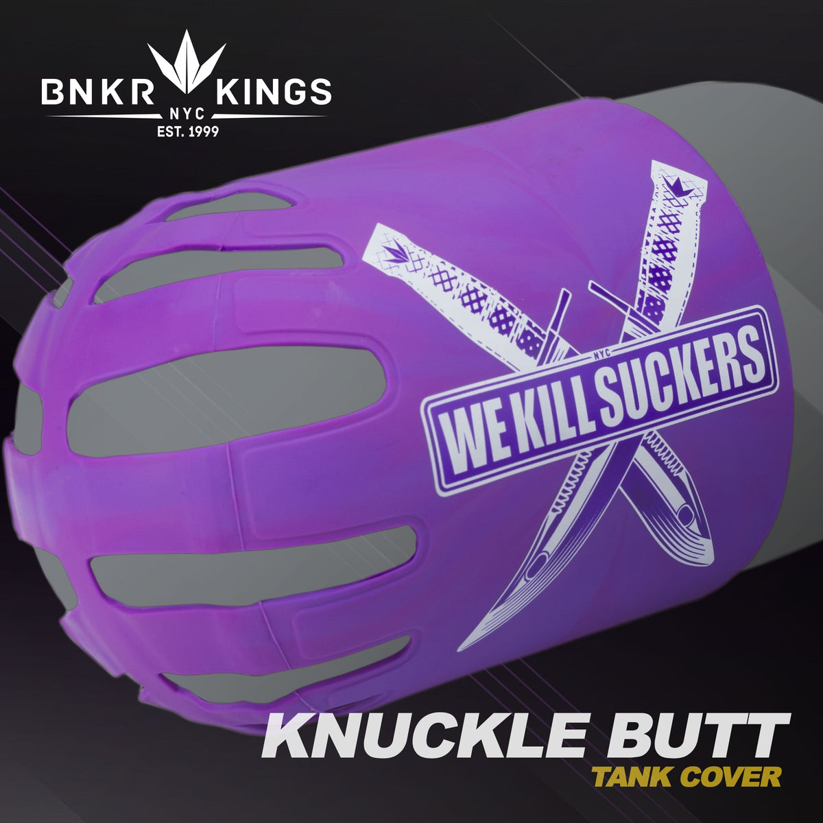 BNKR Bunker Kings Knuckle Butt Paintball Tank Cover - WKS Knife - Purp
