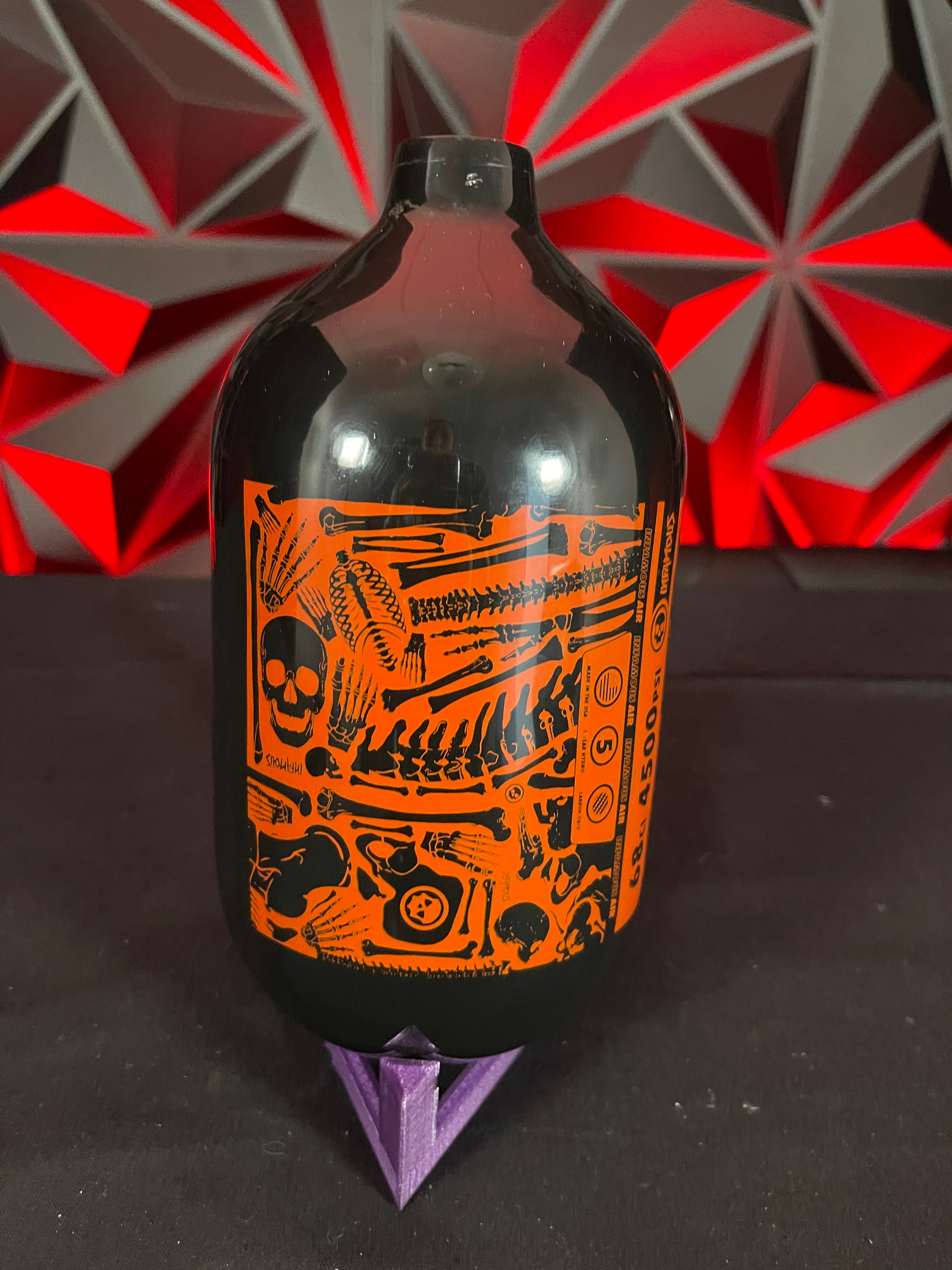 Used Infamous 68/4500 Bones Paintball Tank - BOTTLE ONLY - Black/Orang ...