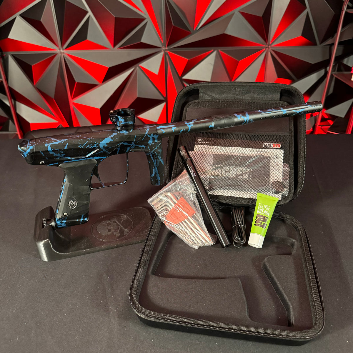 Used MacDev GT2 Paintball Gun - Black/Blue Splash