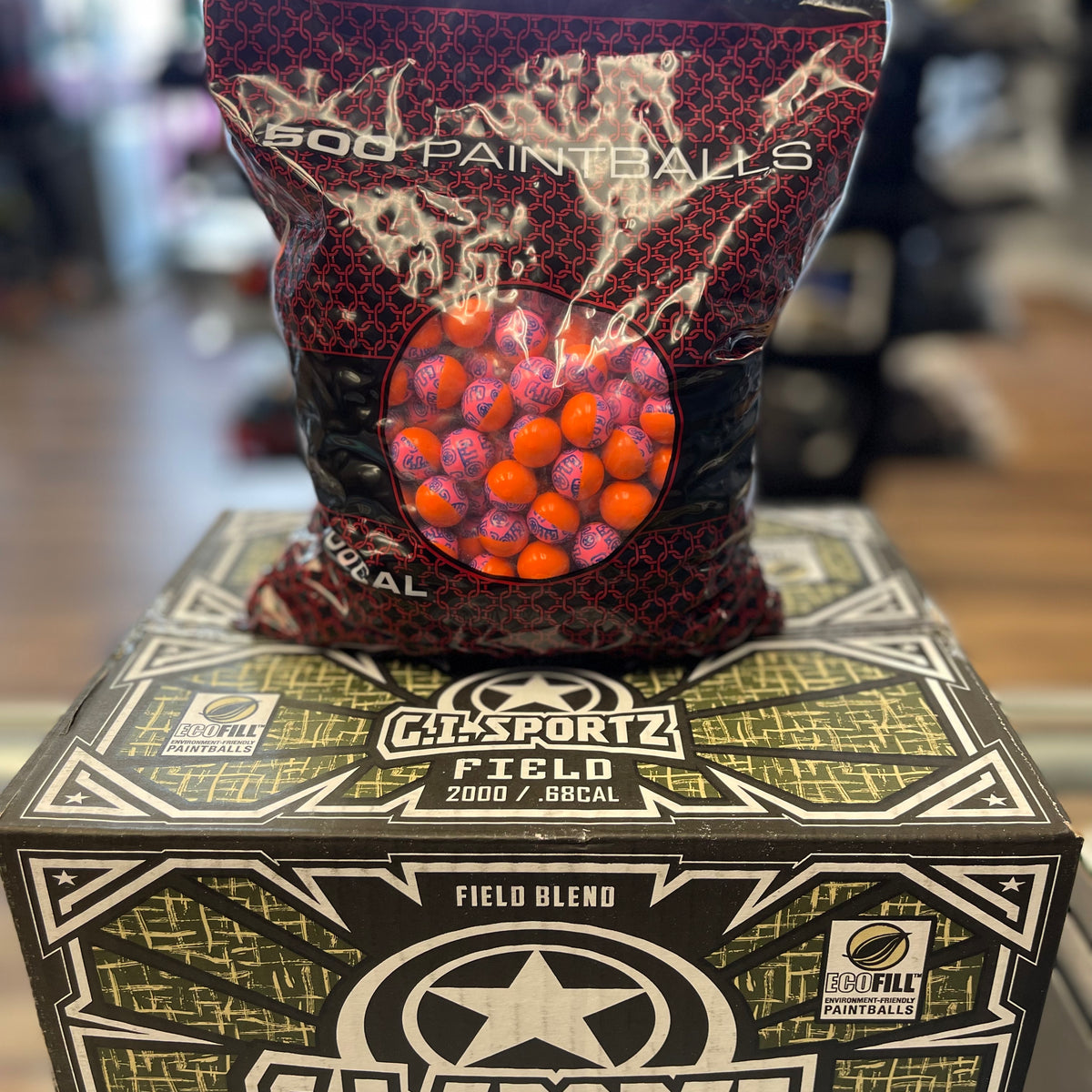 GI Sportz Field Paintballs - 2000 Paintballs - Orange/Pink Shell - Ora