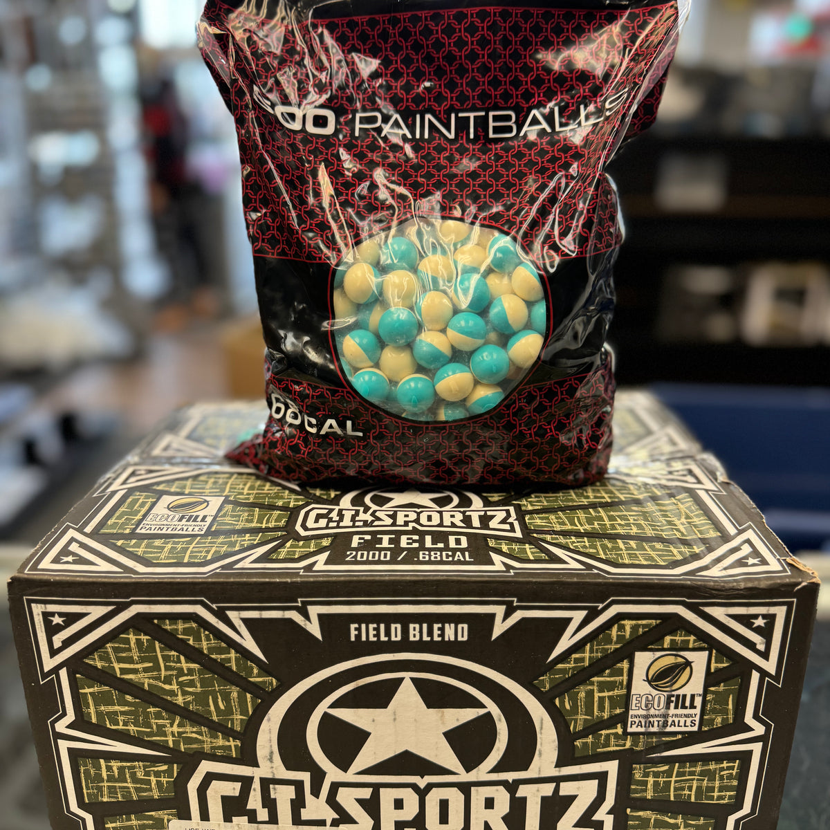 GI Sportz Field Paintballs - 2000 Paintballs - Blue / White Shell - Wh