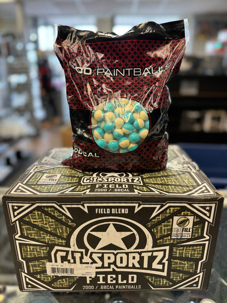 GI Sportz Field Paintballs - 2000 Paintballs - Blue / White Shell - Wh