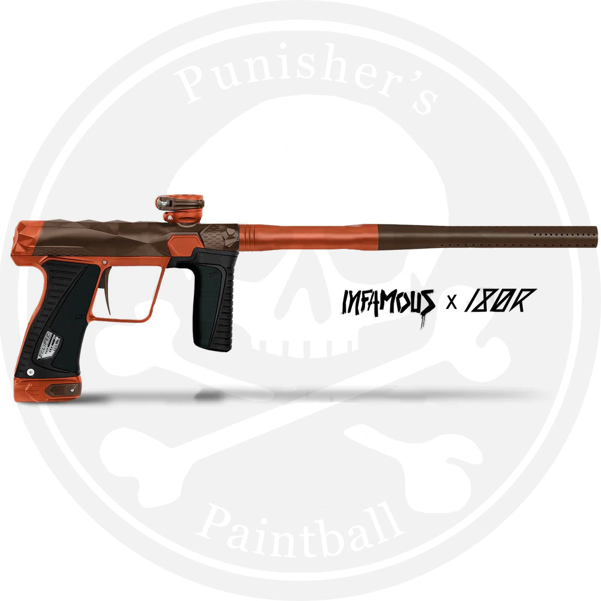 Infamous Limited Edition Diamond Skull 180R Paintball Gun - Brown/Oran