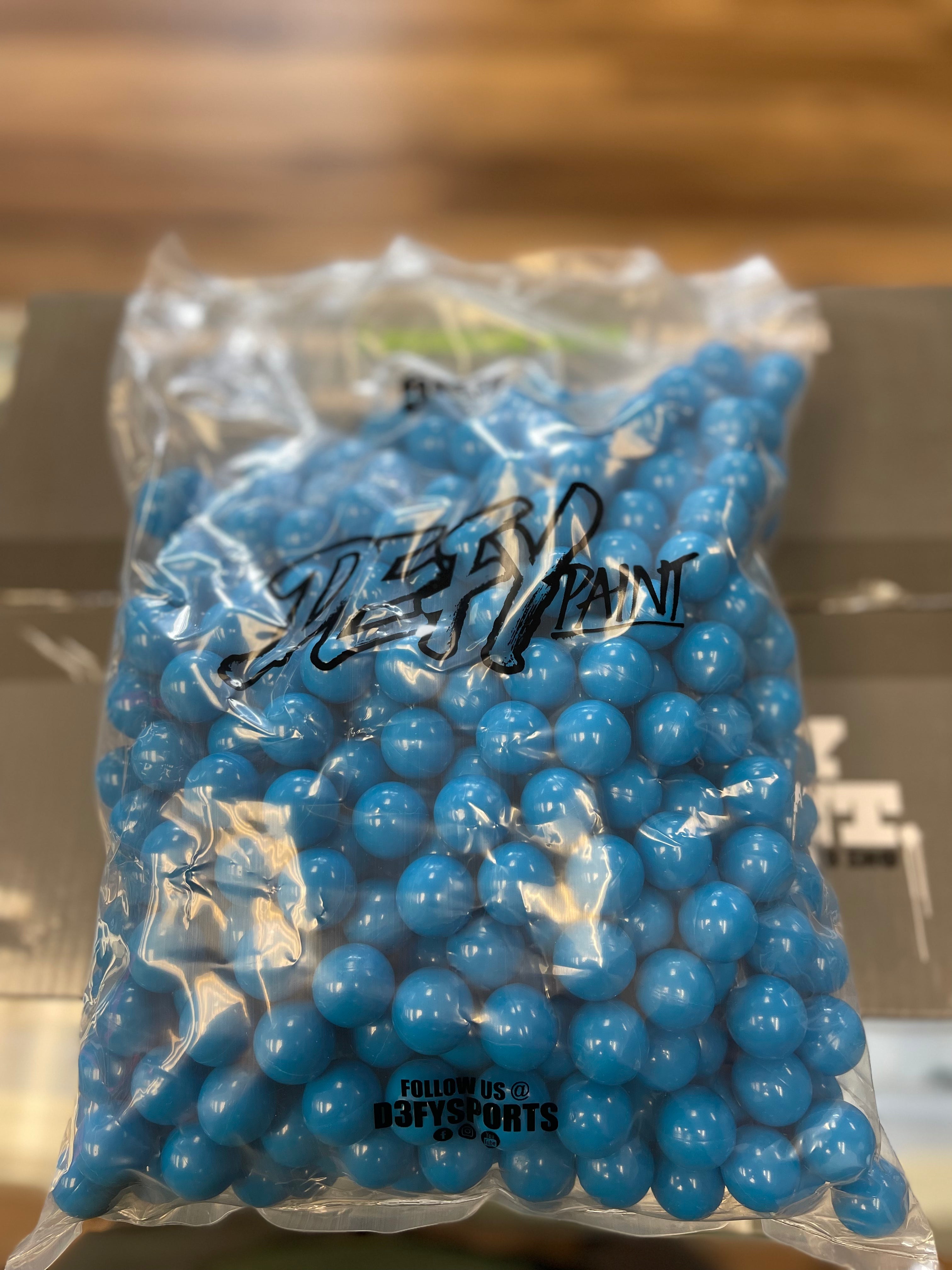 Defy Reliant Paintballs - 0.68 Caliber - 2000 Count - Bright Blue Shel