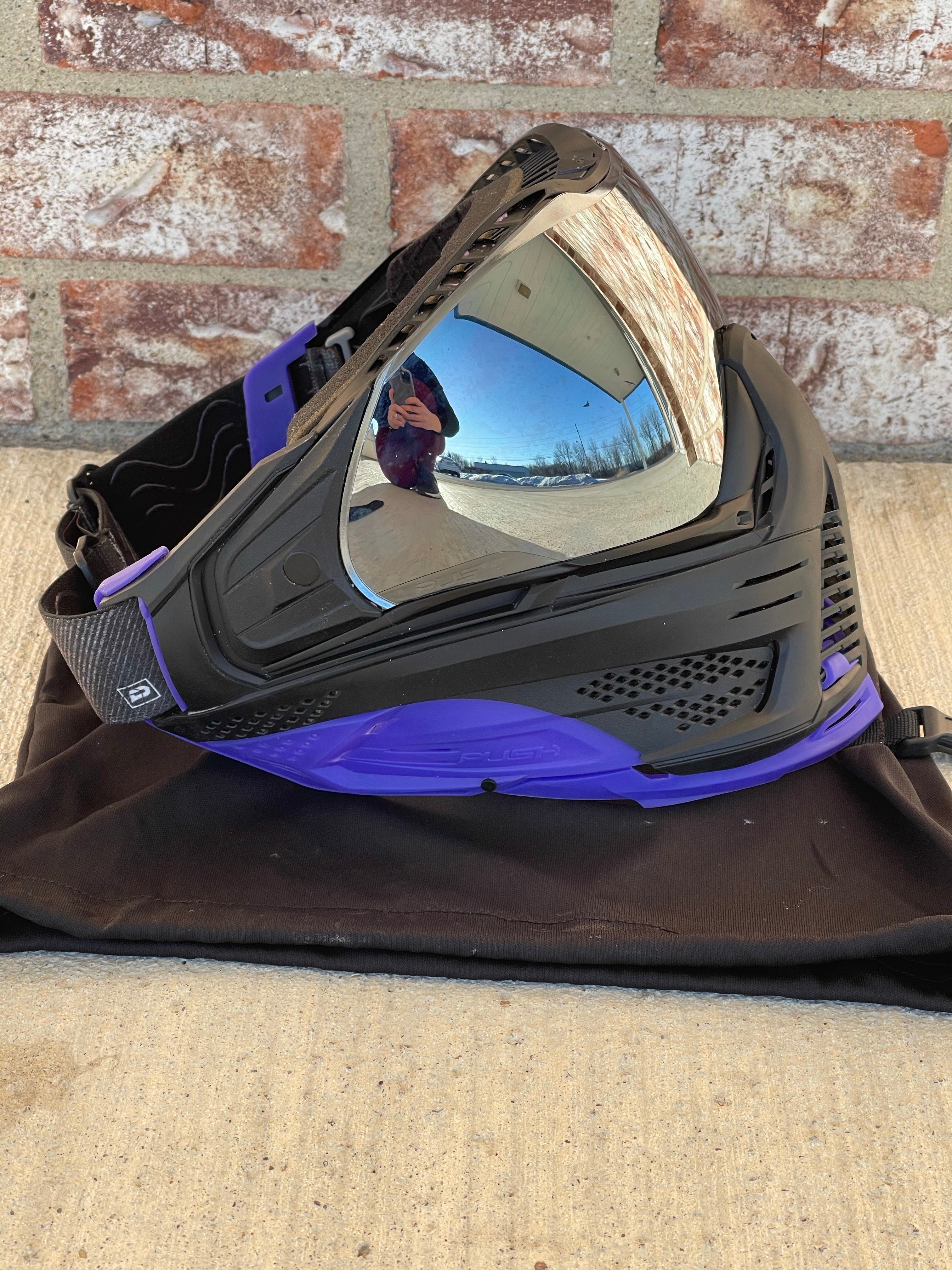 Used Push Unite Paintball Mask - Black with Purple Chin Extender ...
