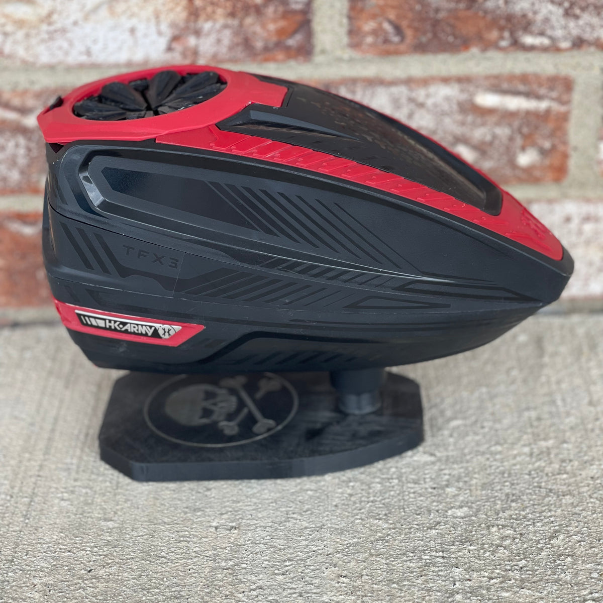 Used HK Army TFX3 Paintball Loader - Black/Red with Rain Lid & Speedfe